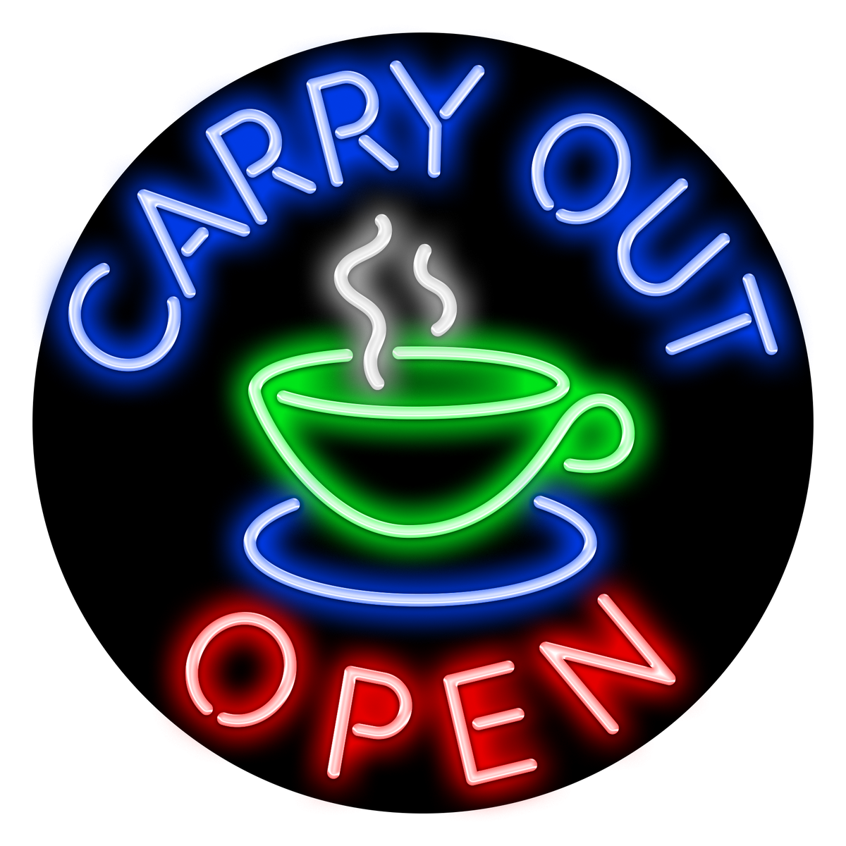 Fire House Neon Signs - Carry Out Neon Open Sign with Coffee Cup