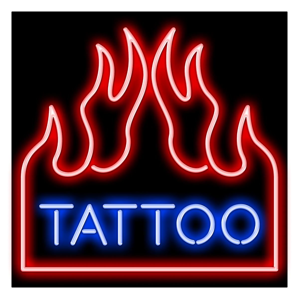 Flaming Tattoo Neon Sign – Fire House Neon Signs
